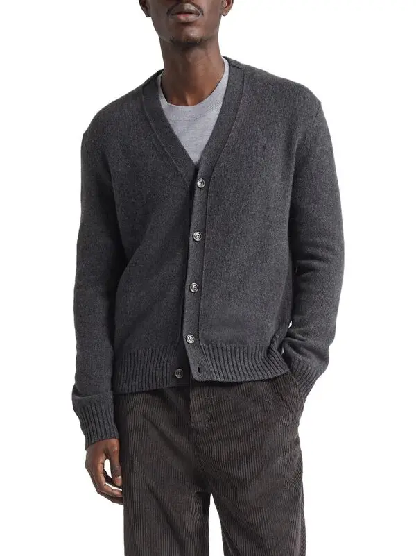 Ami De Coeur Embroidered Cashmere & Wool Cardigan - Anthracite