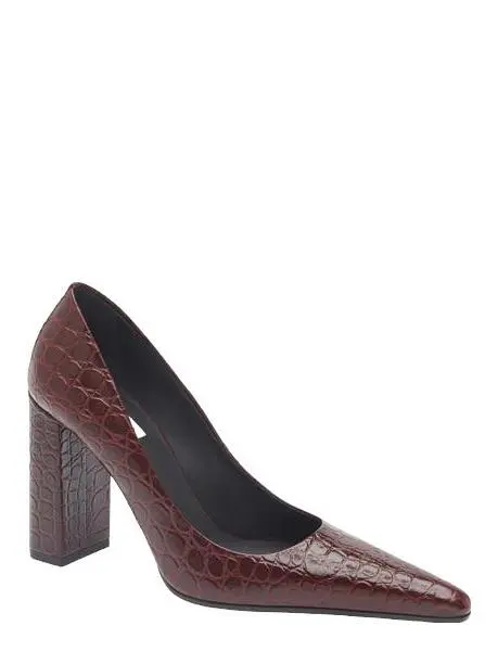 Alaïa Pointed Toe Lizard Embossed Pumps - Rouge Grenat