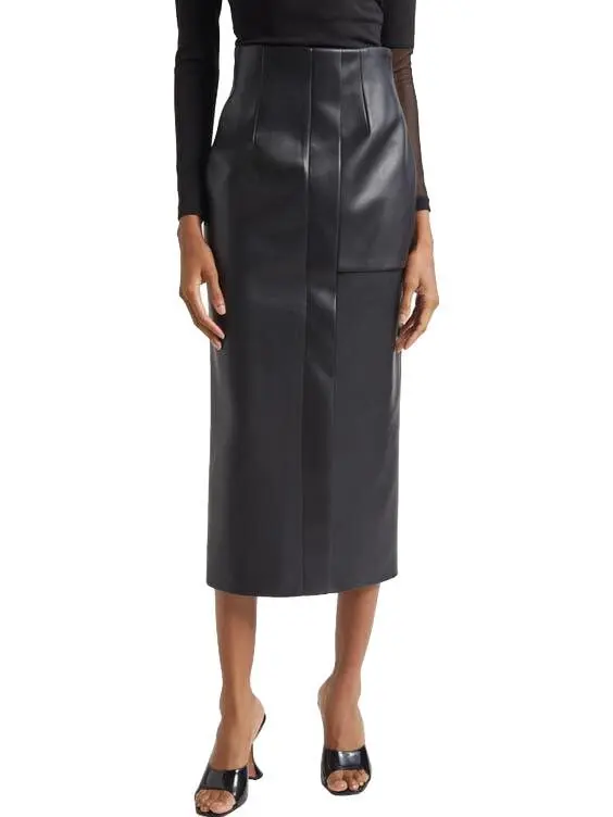 ISRAELLA KOBLA Suraya Leather Midi Skirt - Black