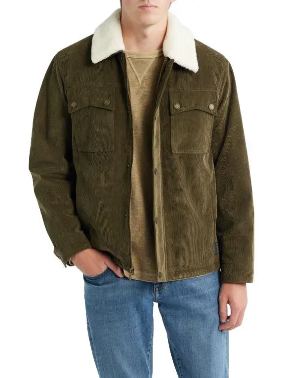 Pendleton Corduroy Trucker Jacket With Faux Shearling Lining - Dark Olive