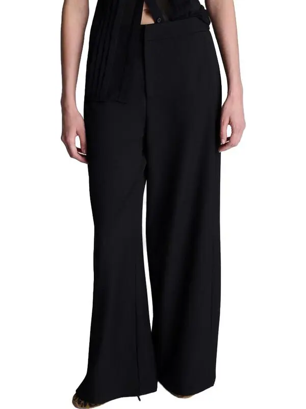 KENNETH COLE Wide-leg Pleated Trousers - Black