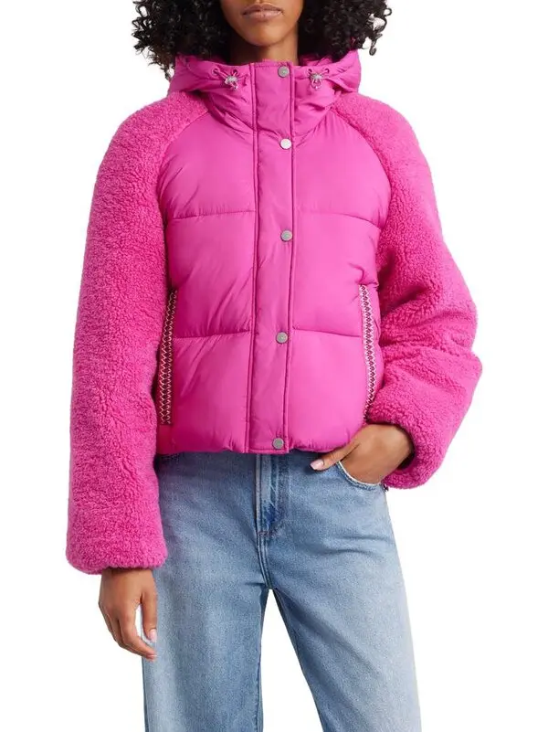 UGG Mixed-media Puffer Jacket - Chroma Pink