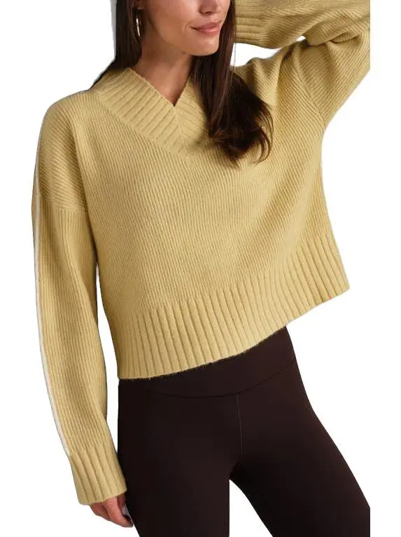 RHONE V-neck Ribbed Sweater - Golden Flax