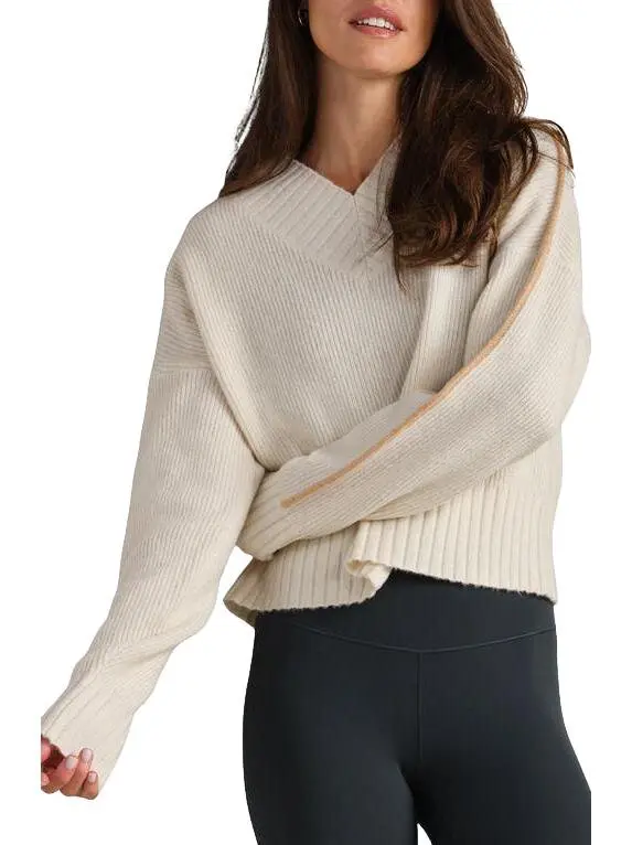 RHONE V-neck Ribbed Sweater - Sand Stone