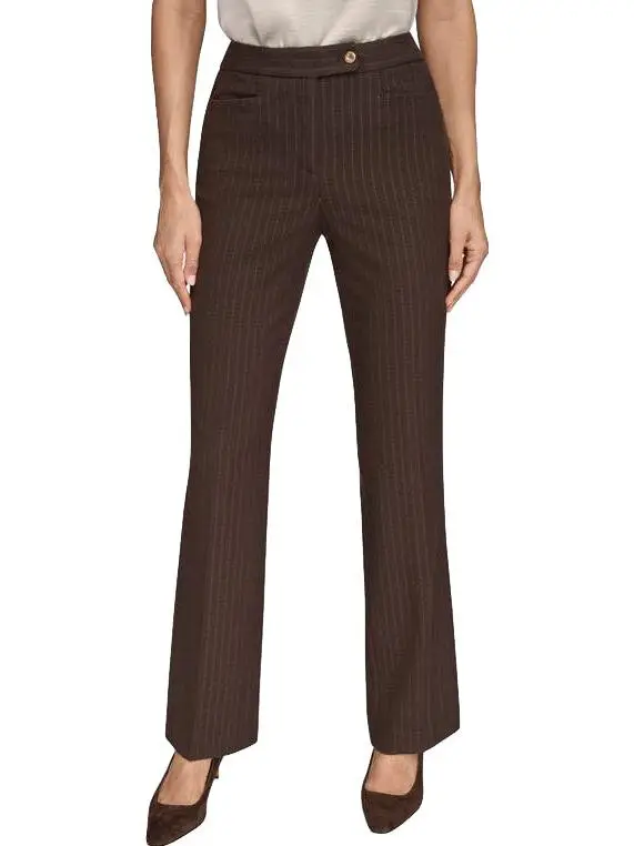 Donna Karan New York Metallic Stripe Straight Leg Trousers - Chocolate