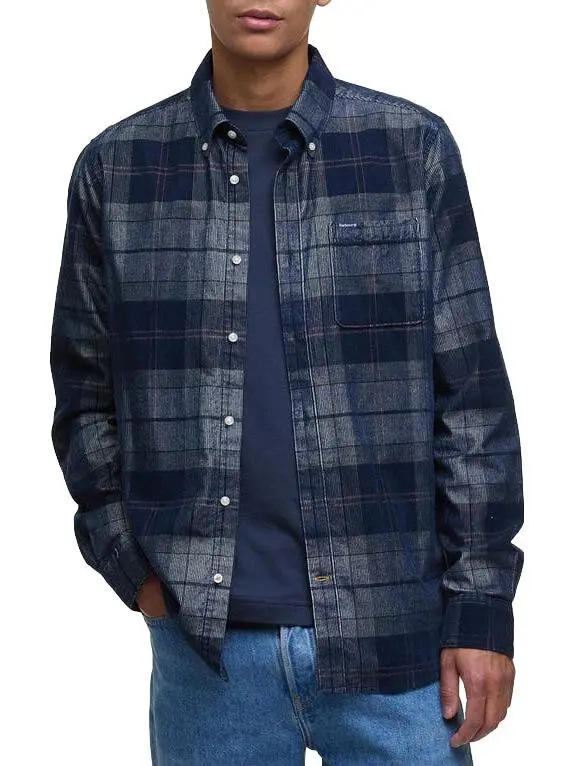 Barbour Blair Tailored Fit Plaid Cotton Corduroy Button-down Shirt - Riverstone Tartan