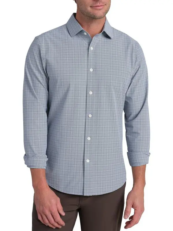 RHONE State Of Mind Check Slim Fit Button-up Shirt - Blue Pearl Houndstooth