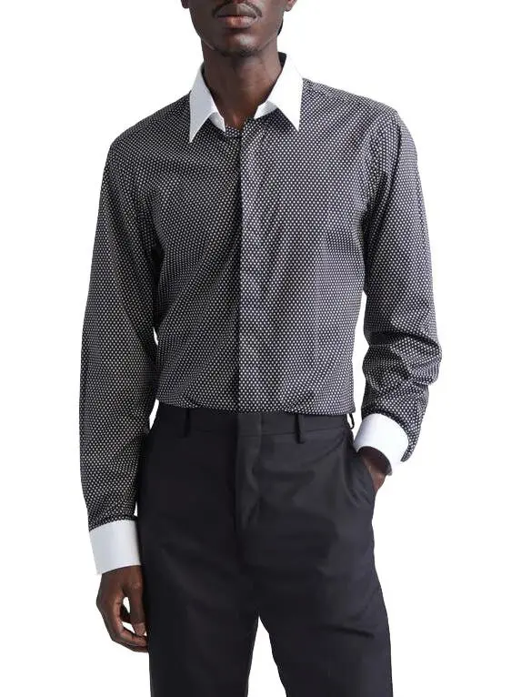 TOM FORD Diamond Print Classic Fit Button-up Shirt - Black/white