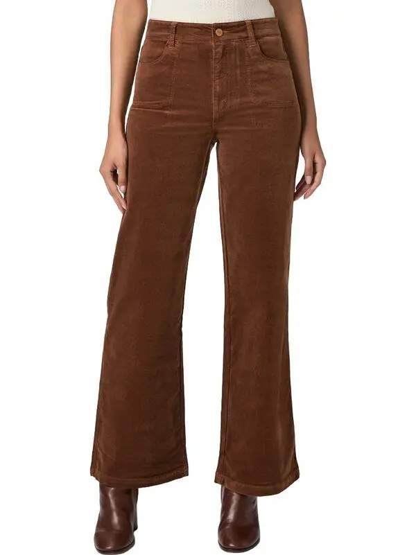 Paige Anessa High-waist Corduroy Wide-leg Pants - Maple Brown