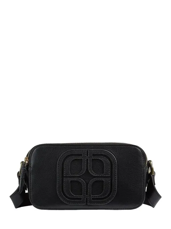 LK BENNETT Perry Logo Leather Camera Bag - Black
