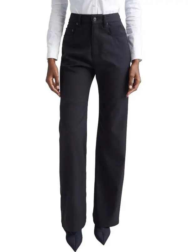 Balenciaga Straight Fit Stretch Wool Twill Tailored Trousers - 1000 Black