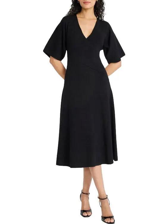 Maggy London Dolman Sleeve A-line Midi Dress - Black