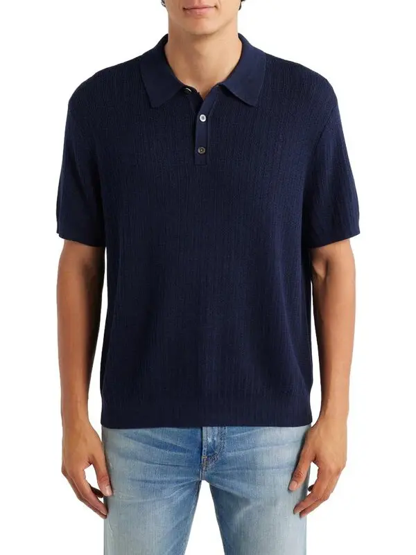 Madewell Tuck Stitch Three-button Polo Sweater - Midnight Navy