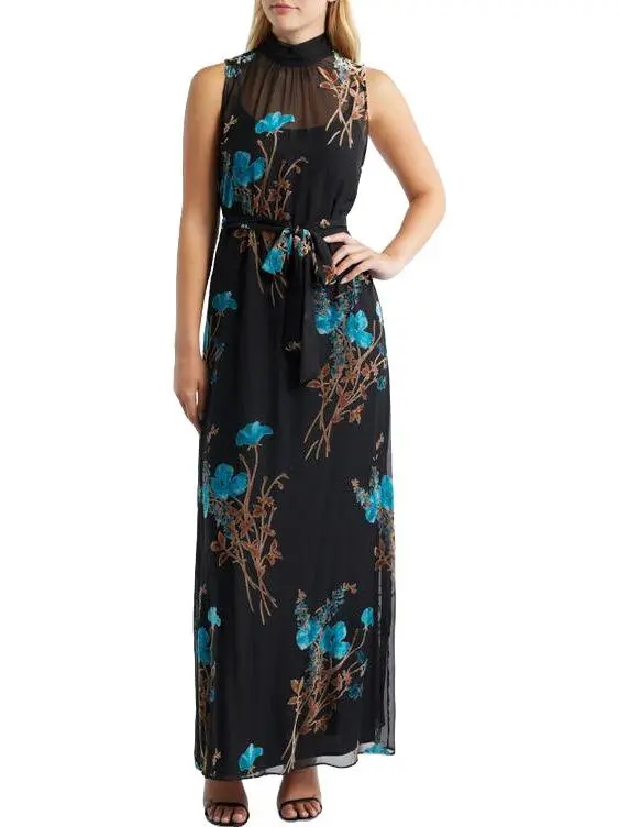 Julia Jordan Floral Burnout Organza Cocktail Dress - Black Multi