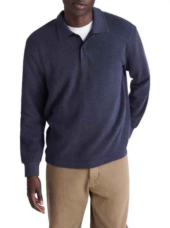 Madewell French Rib Long Sleeve Polo - Heather Navy