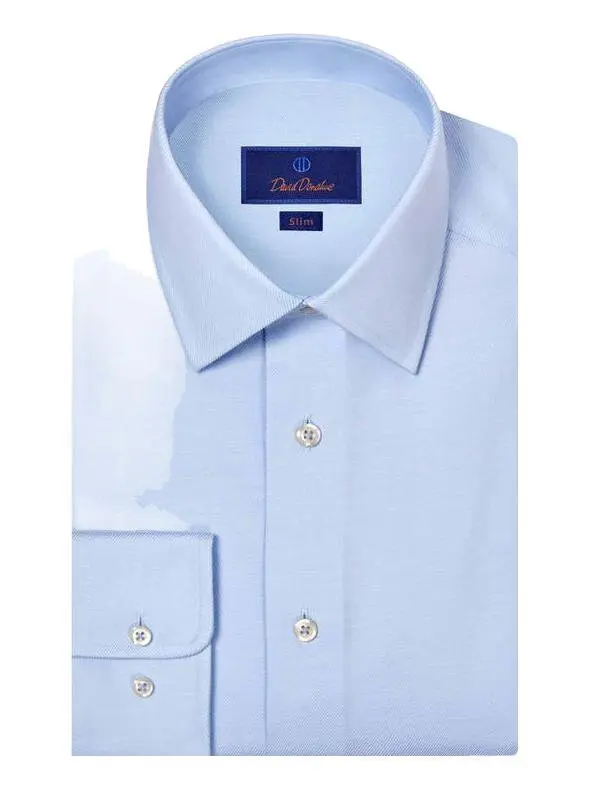 David Donahue Slim Fit Stretch Cotton Twill Dress Shirt - Sky
