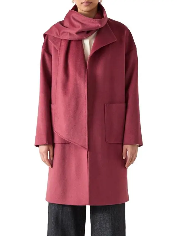 LK BENNETT Merino Wool Scarf Coat - Red