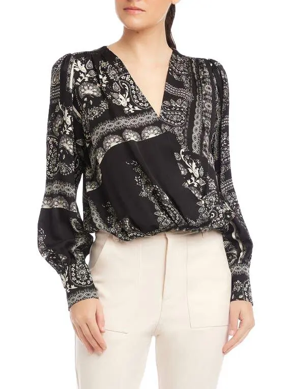Fifteen Twenty Ines Paisley Drape Front Top - Print