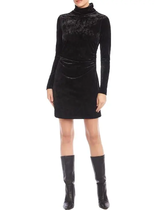 Fifteen Twenty Side Shirred Velvet Mini Dress - Black