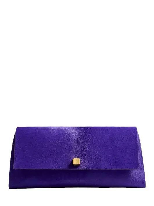 Khaite Audrey Calf Hair Clutch - Amethyst