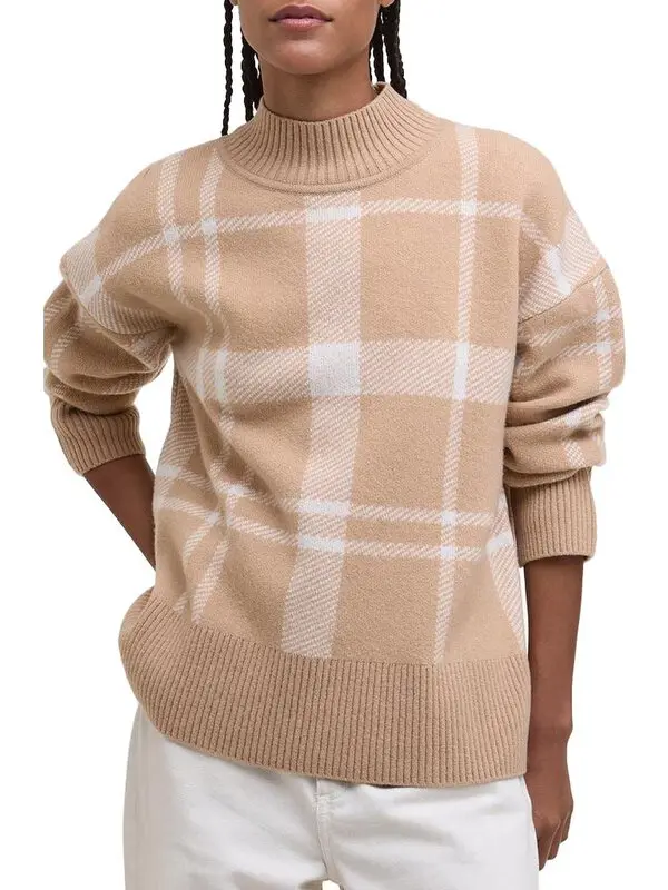 Barbour Harriet Plaid Wool-blend Sweater - Pale Camel