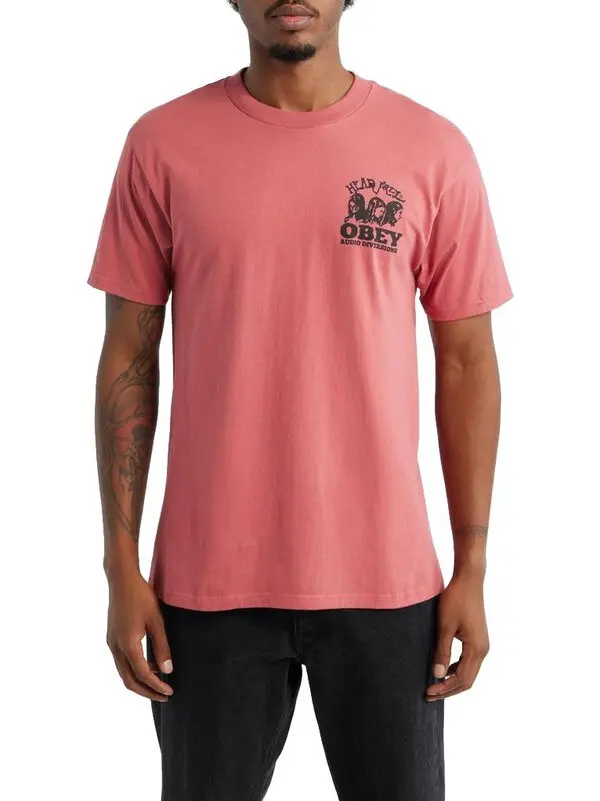 Obey Head Jazz Graphic T-shirt - Mineral Red