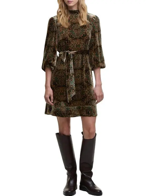 Barbour X Farm Rio Ana Clara Velvet Minidress - Royal Pineapple Prin