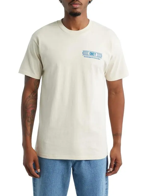 Obey Knowledge As Ammunition Graphic T-shirt - Cream