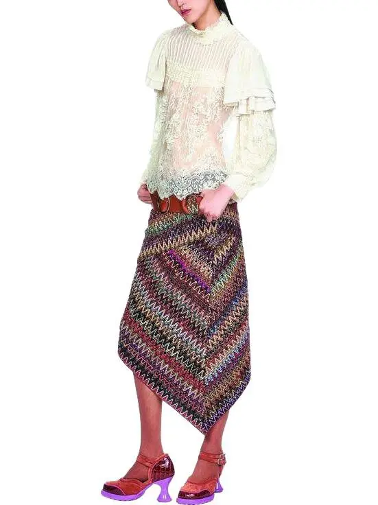 Anna Sui Asymmetrical Bargello Skirt - Multi