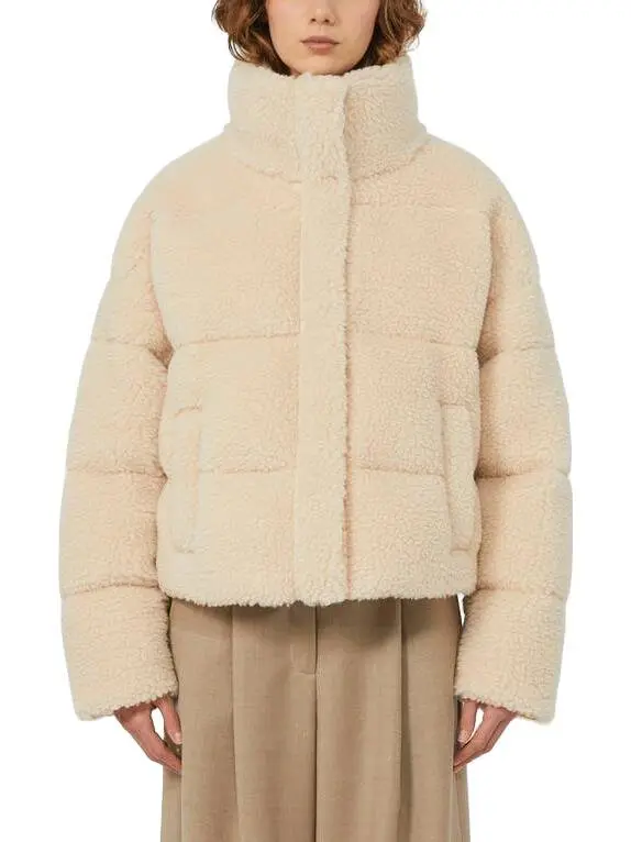 Max Mara Alfredo Quilted High Pile Fleece Jacket - Ivory