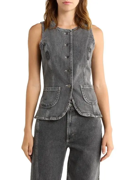 Rails Portola Denim Cutaway Vest - Washed Charcoal