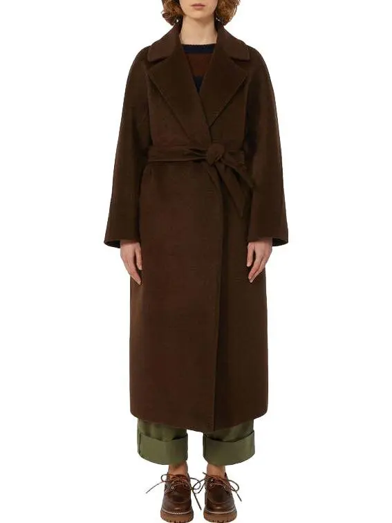 Max Mara Tempera Wool & Alpaca Blend Wrap Coat - Chocolate