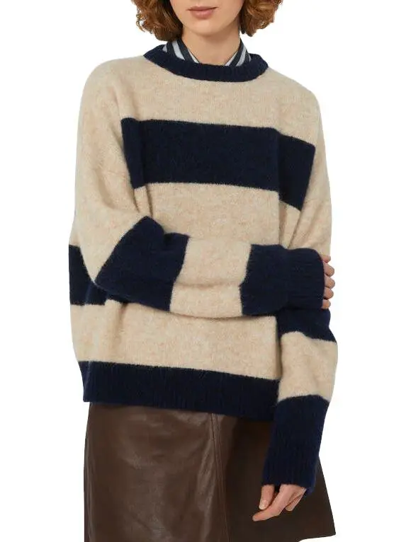 Max Mara Tuono Stripe Alpaca & Wool Blend Sweater - Navy