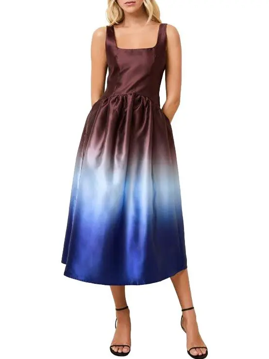 Solid & Striped The Gianna Ombré Colorblock Satin Dress - Twilight/raisin Brown