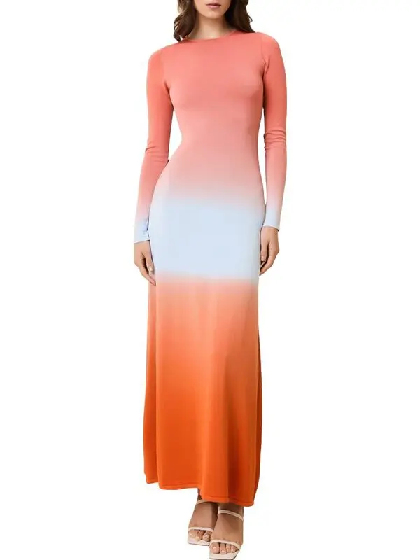 Solid & Striped The Dora Ombré Colorblock Knit Maxi Dress - Ombre Peachy Keen