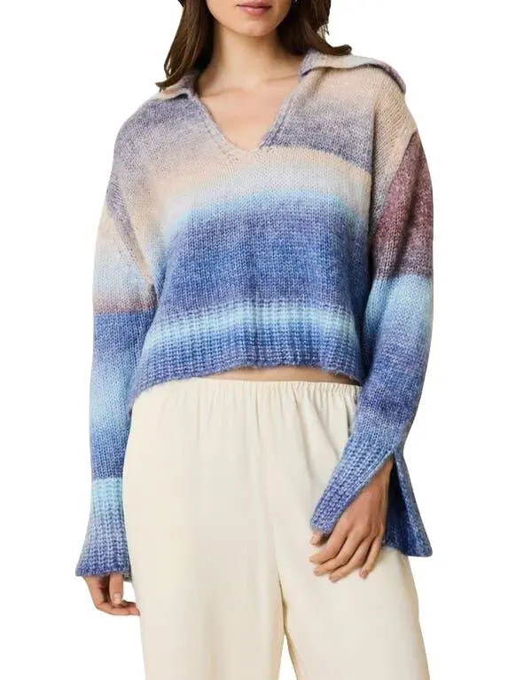 Solid & Striped The Lola Ombré Stripe Sweater - Twilight/raisin Brown