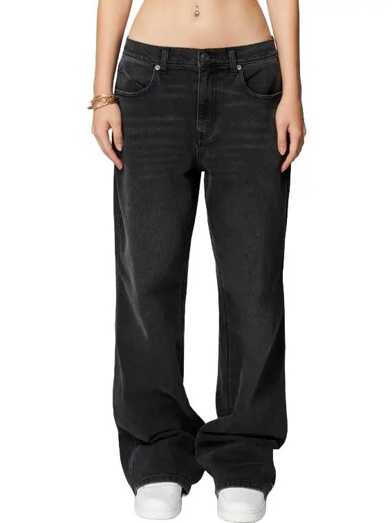 FLORENCE BY MILLS Wide-leg Boyfriend Jeans - Washed Black