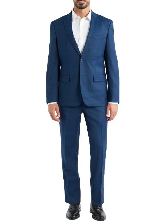 DANIEL HECHTER Modern Fit Medium Blue Méange Wool Suit - Navy