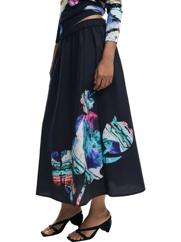 Desigual Floral Print A-line Skirt - Black