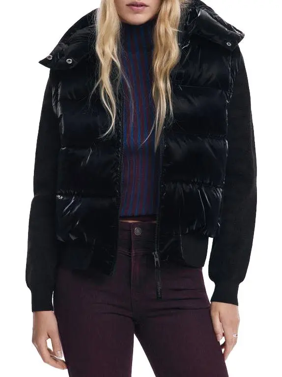 Desigual Convertible Quilted Puffer Jacket - Black
