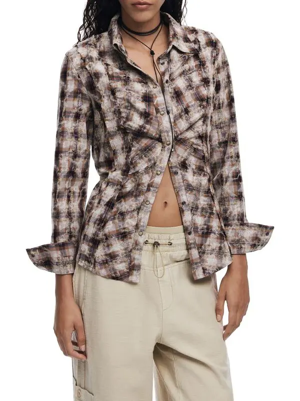 Desigual Long Sleeve Button-up Shirt - Brown