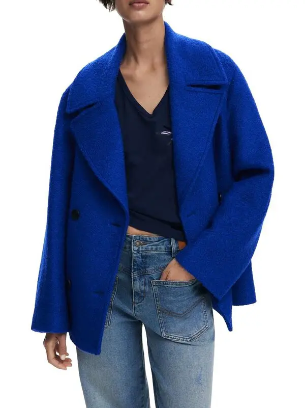 Desigual Double-breasted Coat - Klein Blue