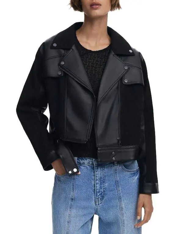 Desigual Faux Leather Moto Jacket - Black