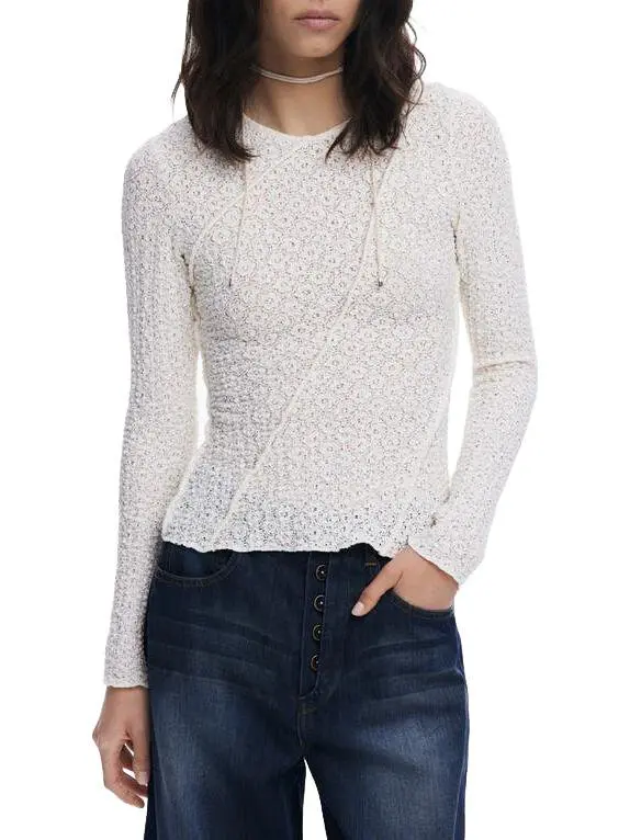 Desigual Stretch Lace Long Sleeve T-shirt - Light Beige