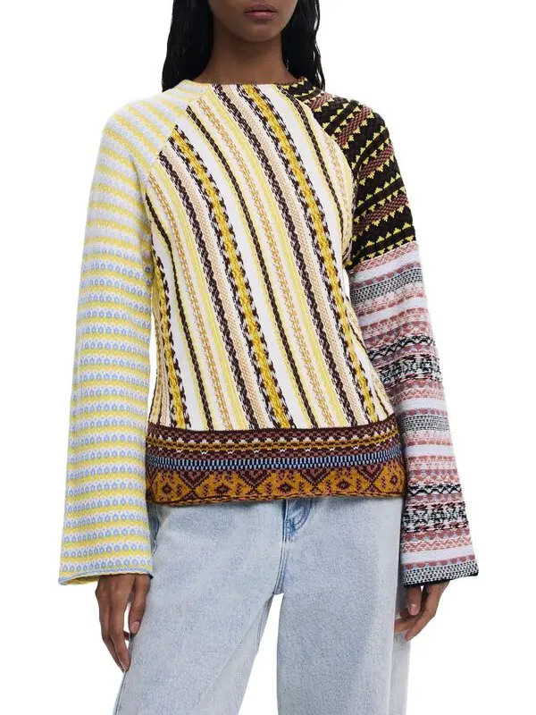 Desigual Mixed Stripe Sweater - Yellow Shades