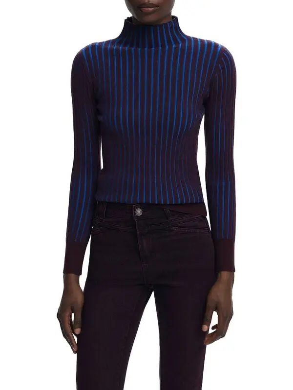 Desigual Fitted Ribbed Sweater - Purple Blue