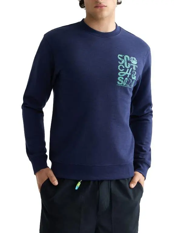 Scotch & Soda Logo Graphic Crewneck Sweatshirt - Peacoat