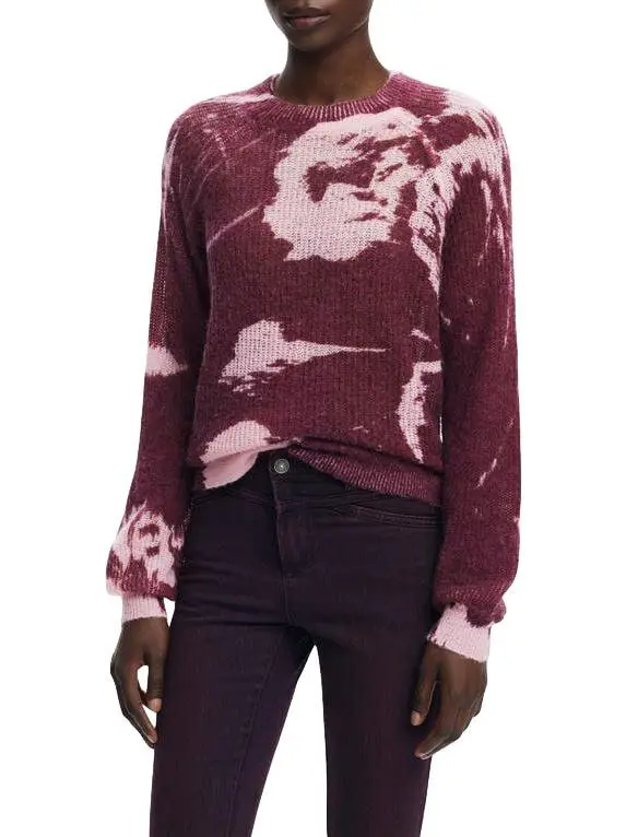 Desigual Abstract Print Crewneck Pullover - Red
