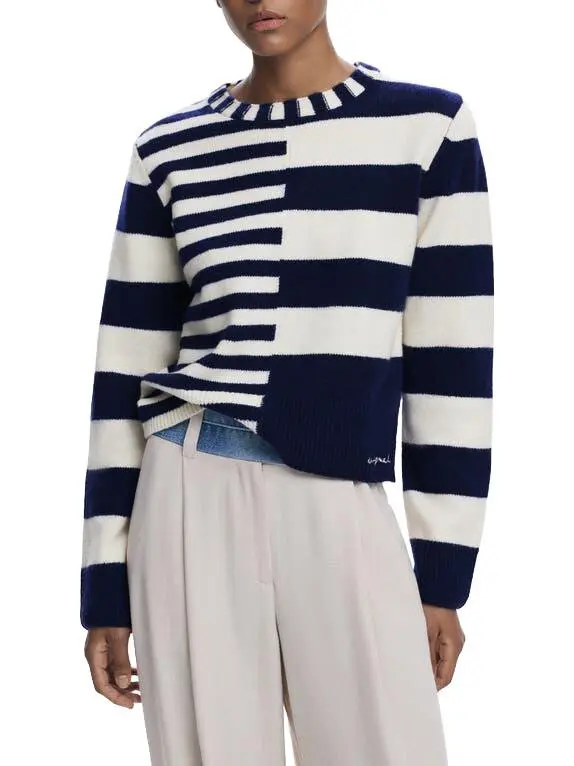 Desigual Striped Crewneck Sweater - Blue