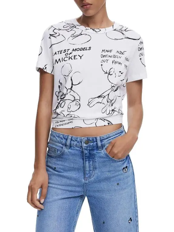 Desigual Mickey Mouse Graphic T-shirt - White